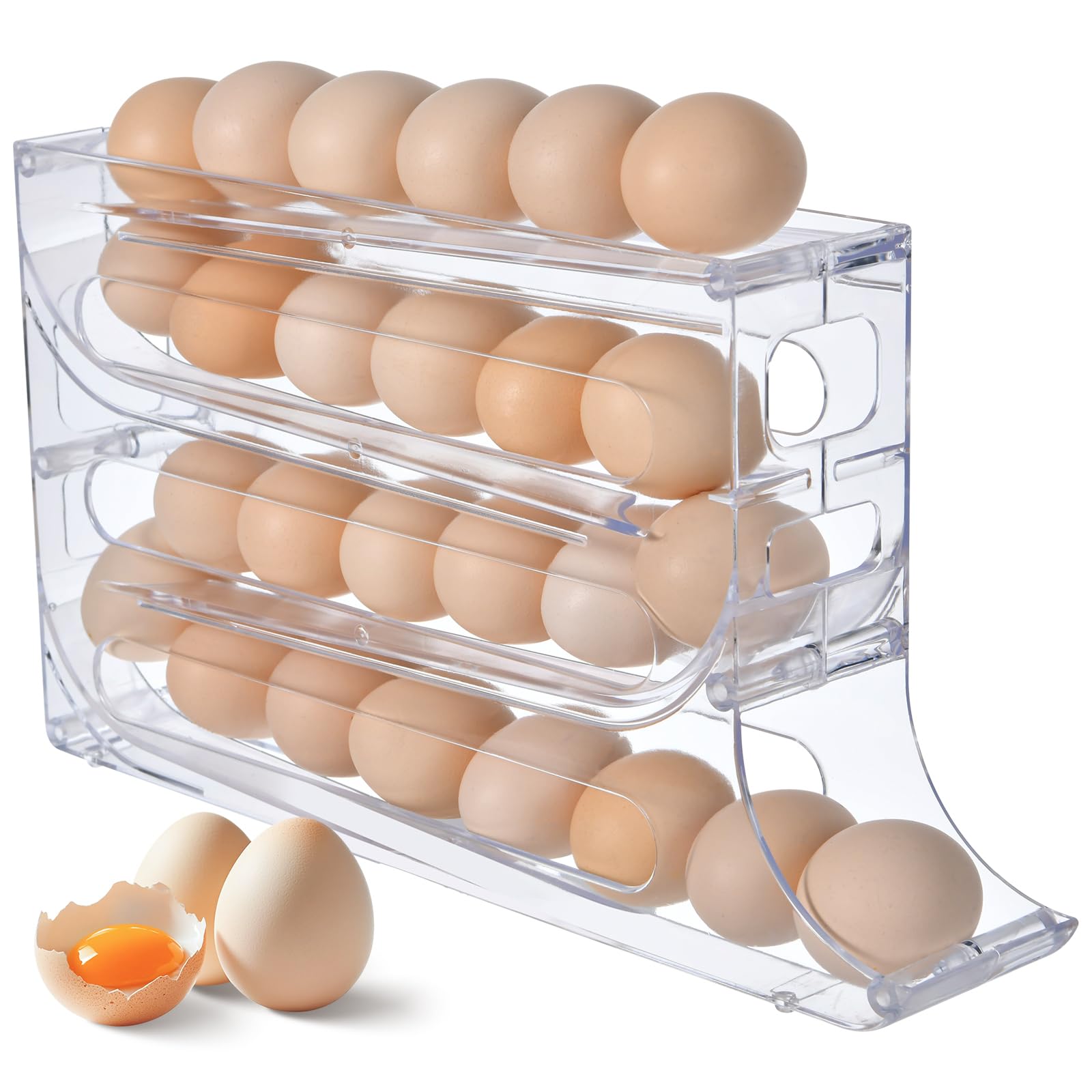 Amazon.com: ERAGIP 30 Egg Holder for Fridge, 4 Tier Auto Rolling Egg ...