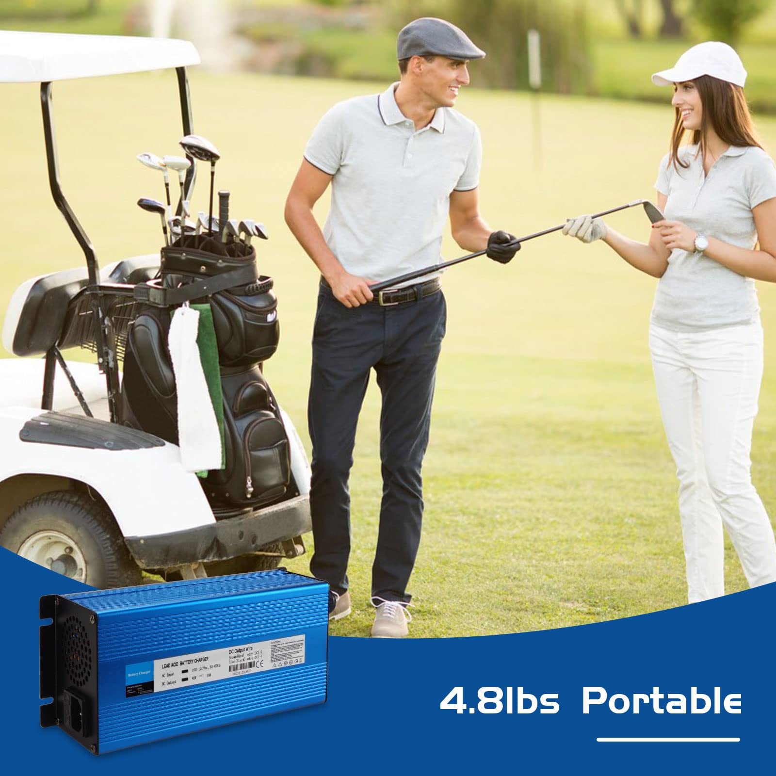 Upgraded 48 Volt Golf cart Battery Charger, 10 Amp Smart Charger with ...