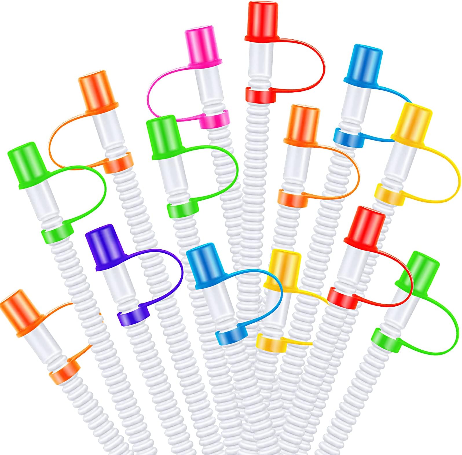 Amazon.com: 25 Pack Bendable Straws with Straw Covers Cap, 11 Inch Long ...