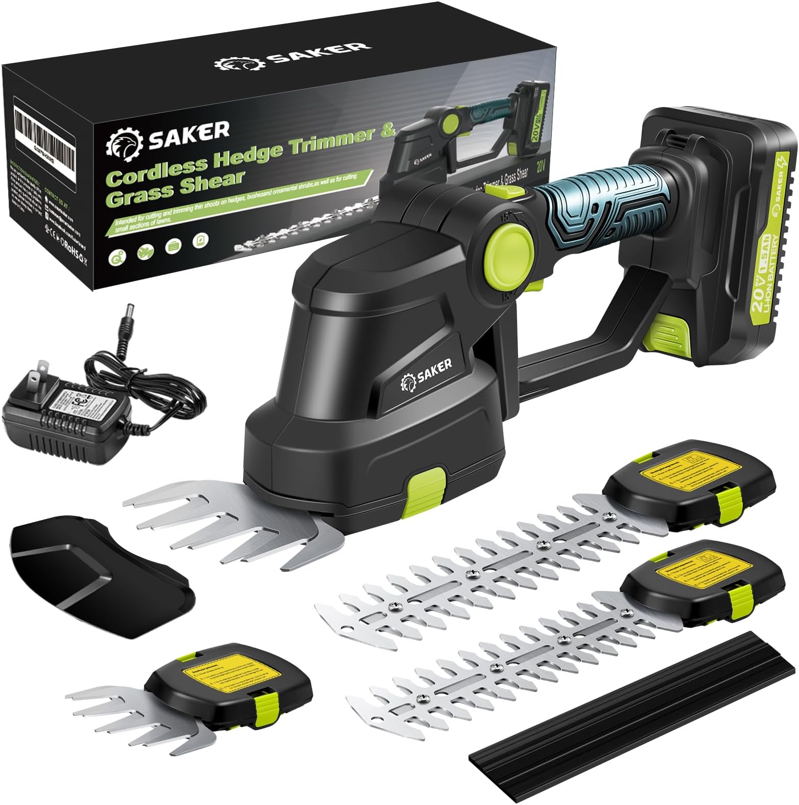 Amazon.com : Saker Cordless Hedge Trimmer-20V Electric Shrub Trimmer ...