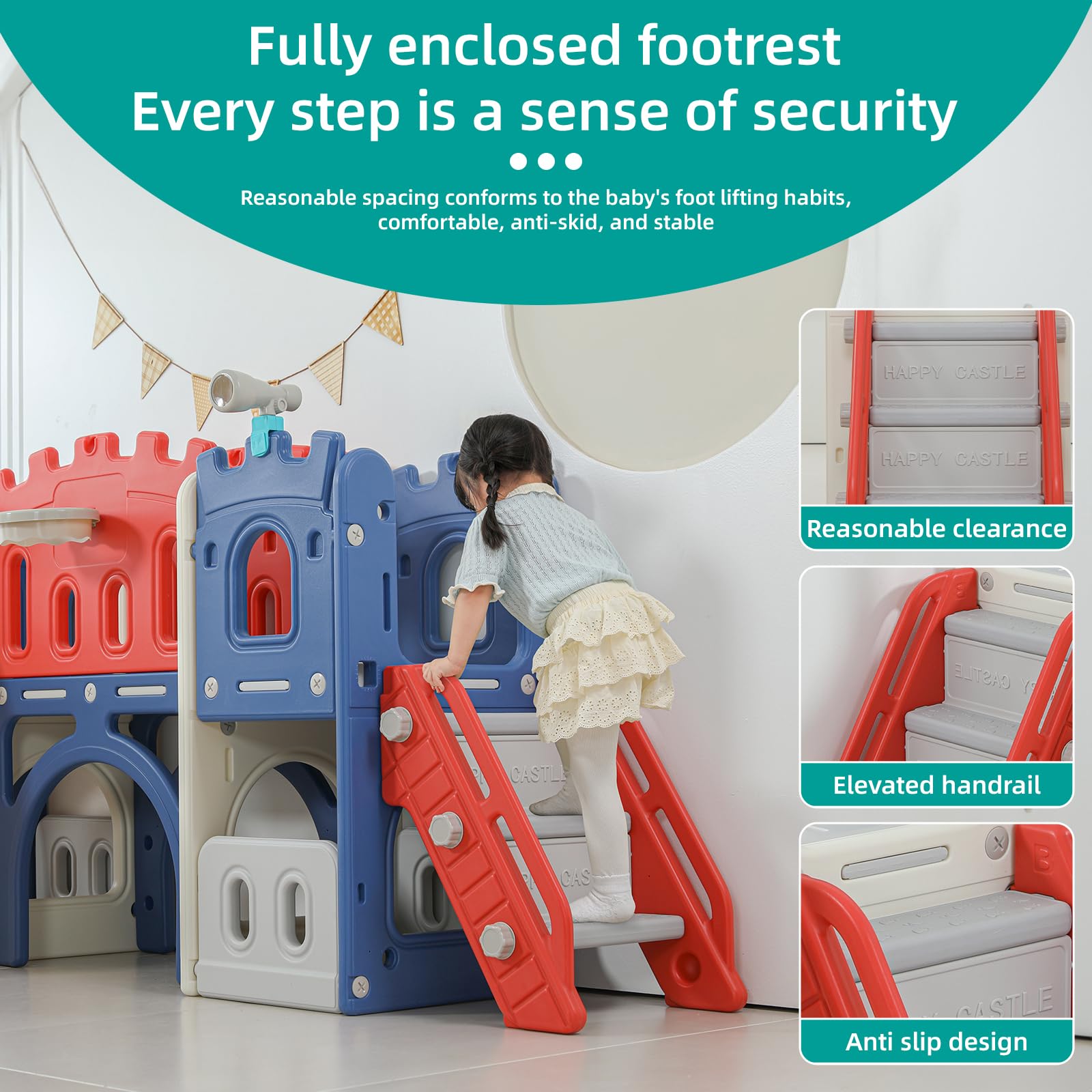 Snapklik.com : 8 In 1 Toddler Slide, Castle-Themed Indoor Outdoor ...