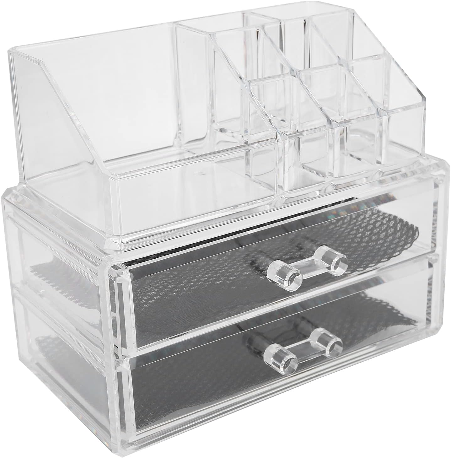 Amazon.co.jp: Semme 化粧品収納ボックス、メイクアップ収納ケース、透明メイクアップ収納ボックスセット 2 段ボックス ...