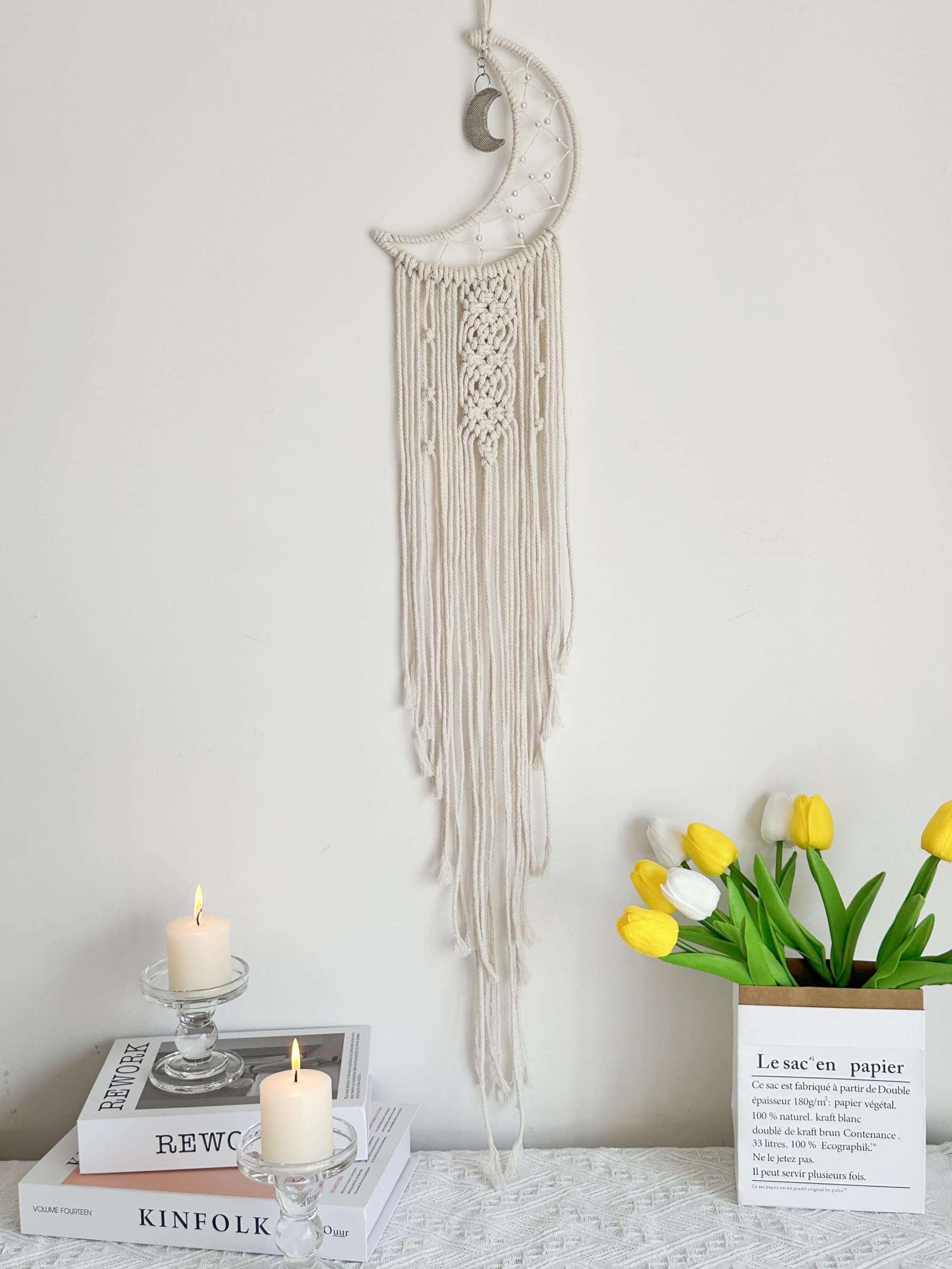 Amazon.com: XYLIBLLA Moon Dream Catchers,Bedroom Decor,Boho Wall Decor ...