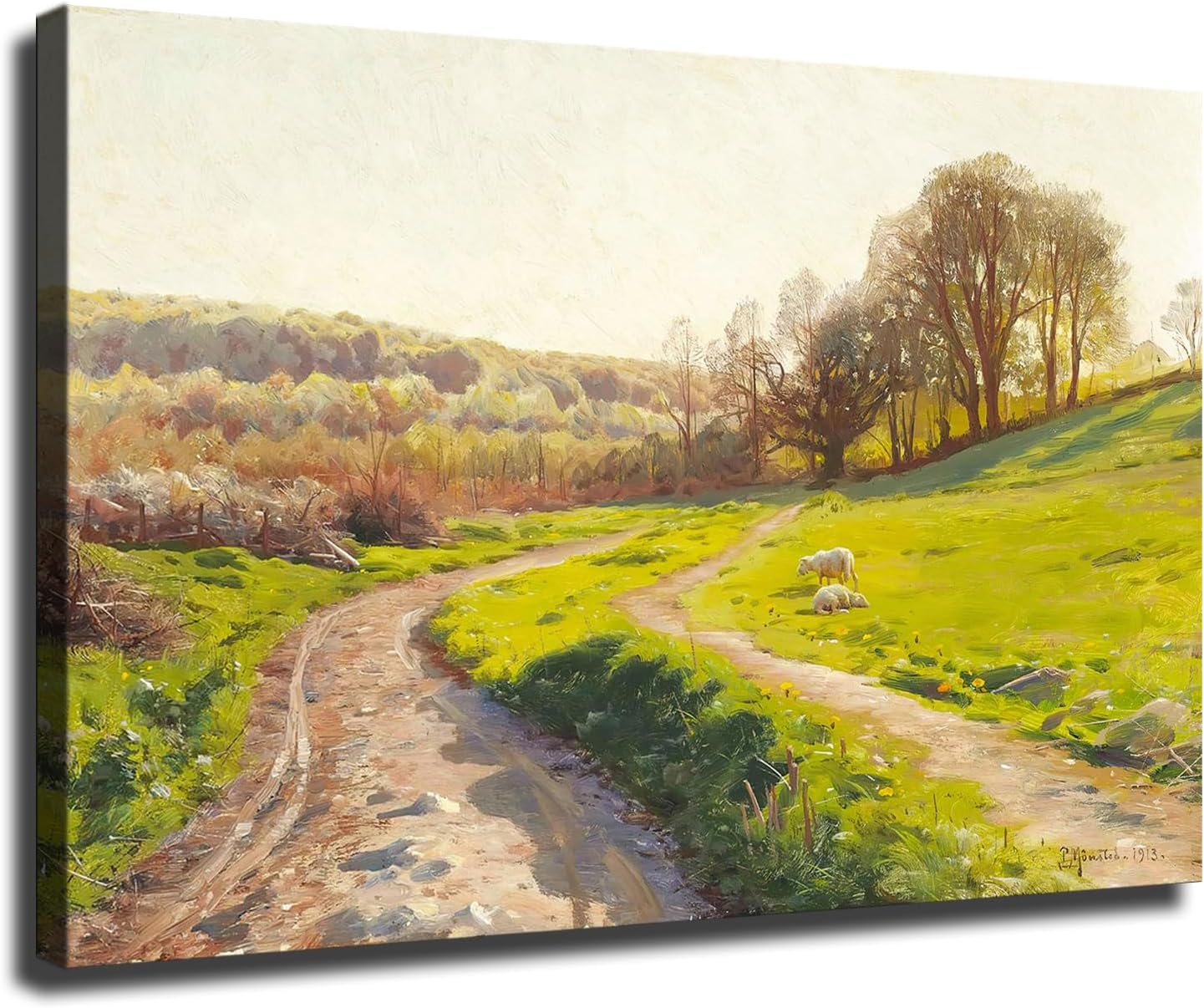 Amazon.com: Serene Sheep Grazing Painting - Rustic Sheep Posters Canvas ...