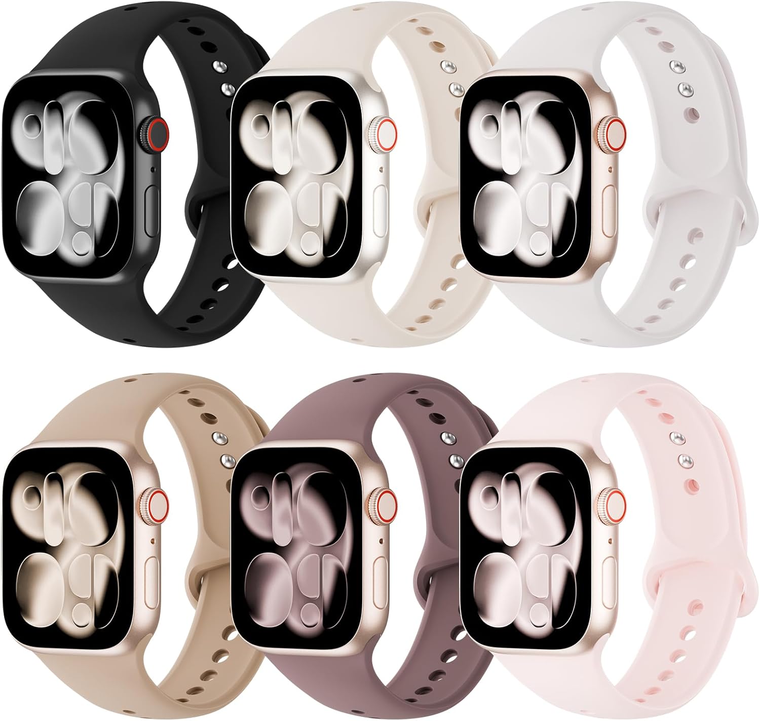 Amazon.com: 6 Pack Silicone Bands Compatible with Apple Watch Band 38mm ...