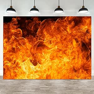 Amazon.com : ASDCXZ 5x3ft Fire Backdrop Burning Flame Theme Photography ...