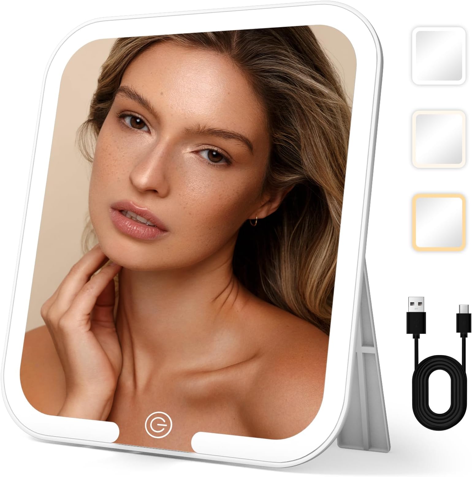 Amazon.com: 11" x 8" Portable Makeup Mirror with Light, Rechargeable ...