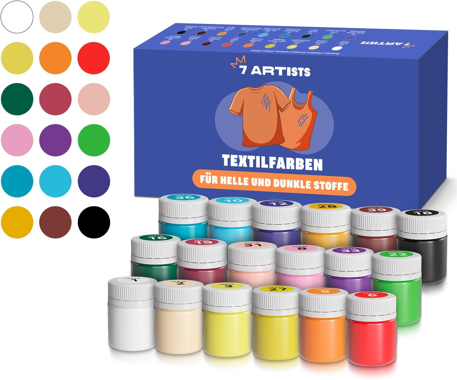 7 Artists Fabric Paint – 18 Premium Fabric Paints x 20 ml - Fabric ...