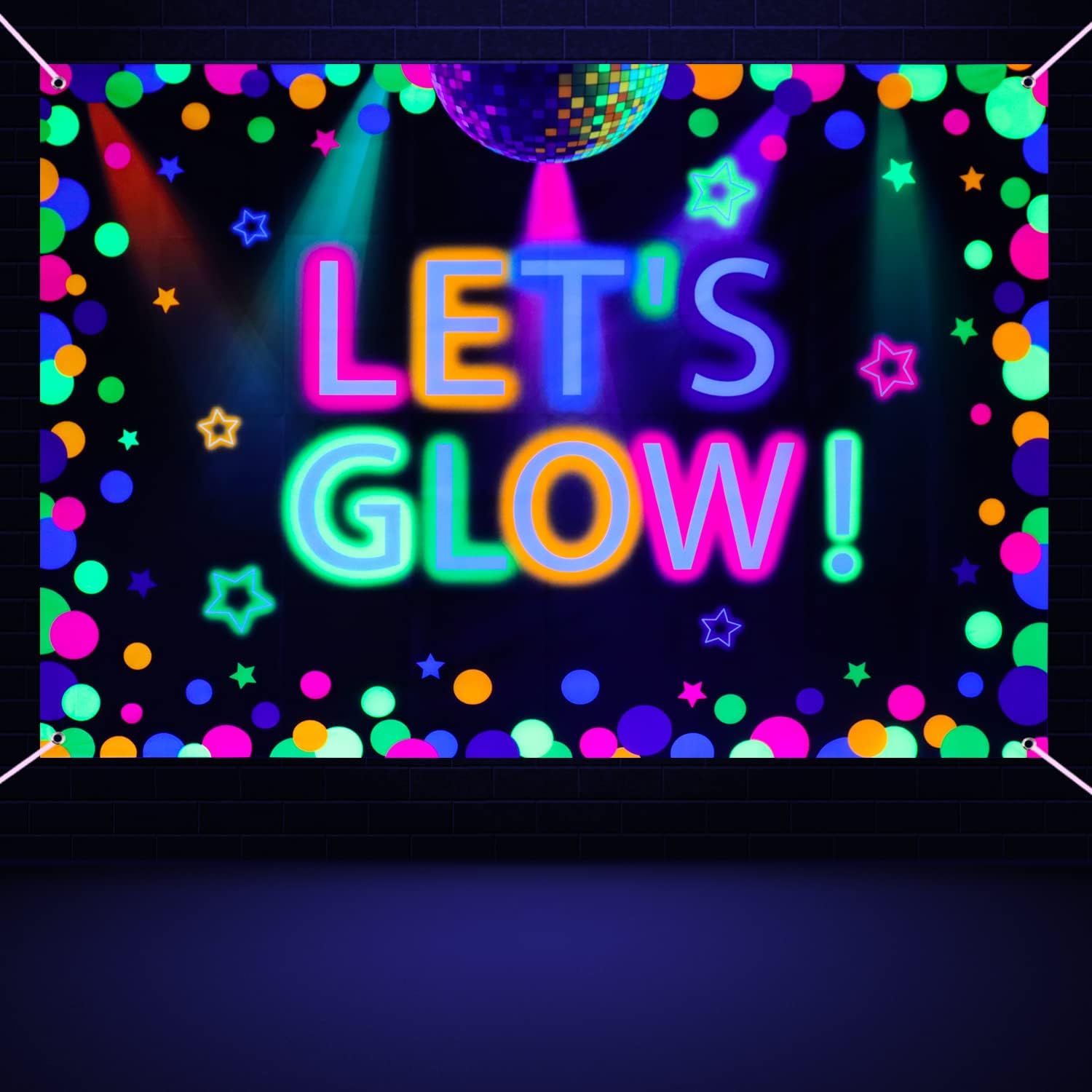 Amazon.com : 6x4ft Neon Let's Glow Party Backdrop Colorful Photography ...
