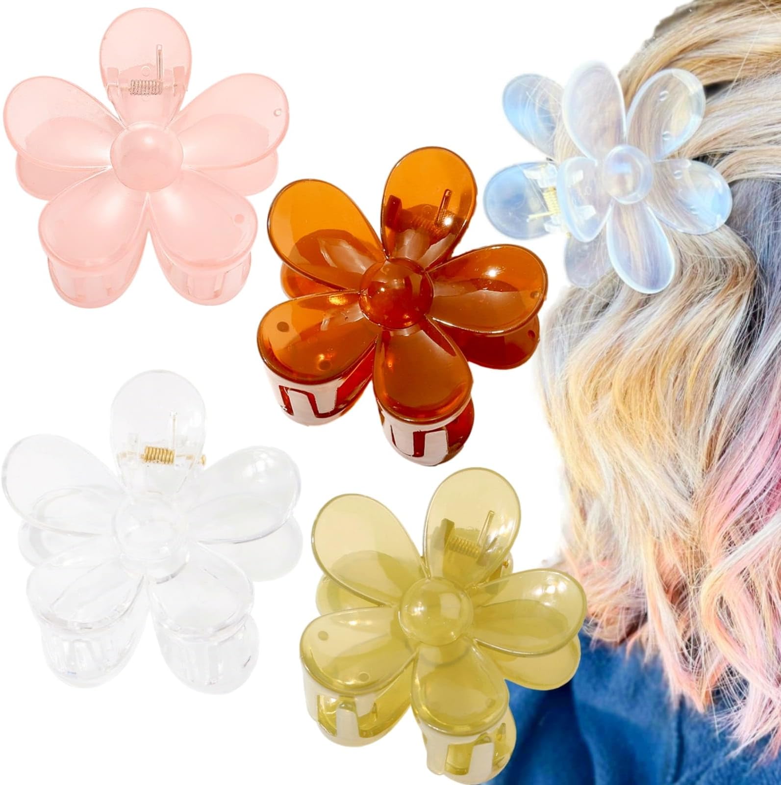 Amazon.com: SCRMROIA Flower Hair Claw Clips, Big Large Floral Daisy ...