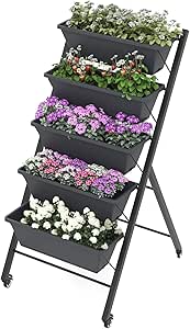 S AFSTAR 5-Tier Vertical Garden Planter, Raised Garden Bed with 2 ...