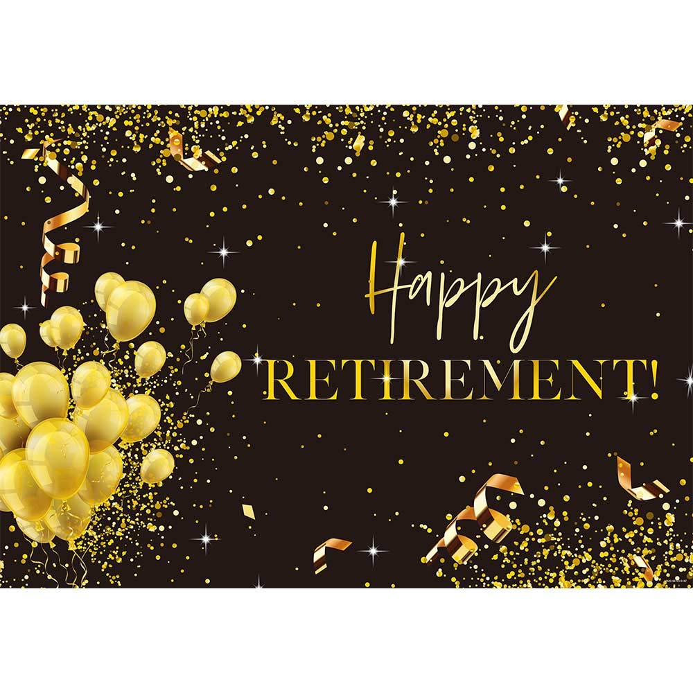 Allenjoy 7x5ft Black And Gold Happy Retirement Photography Backdrop ...