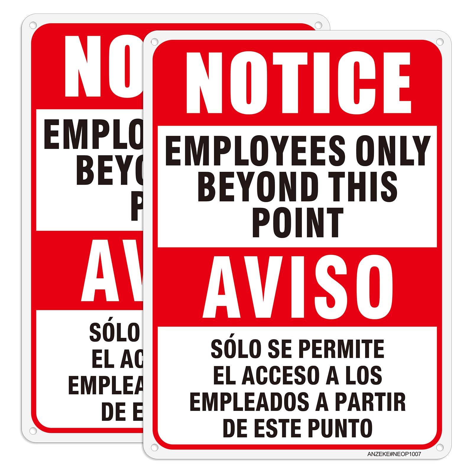 Amazon.com: Employees Only Beyond This Point Sign Bilingual, 2Pack Do ...
