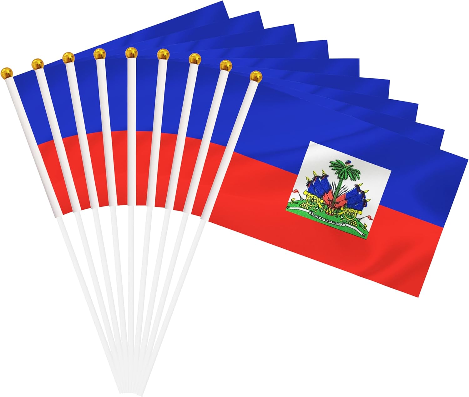 Amazon.com : 50 Pack Haiti Hand Held Mini Stick Flags, Haitian Small ...