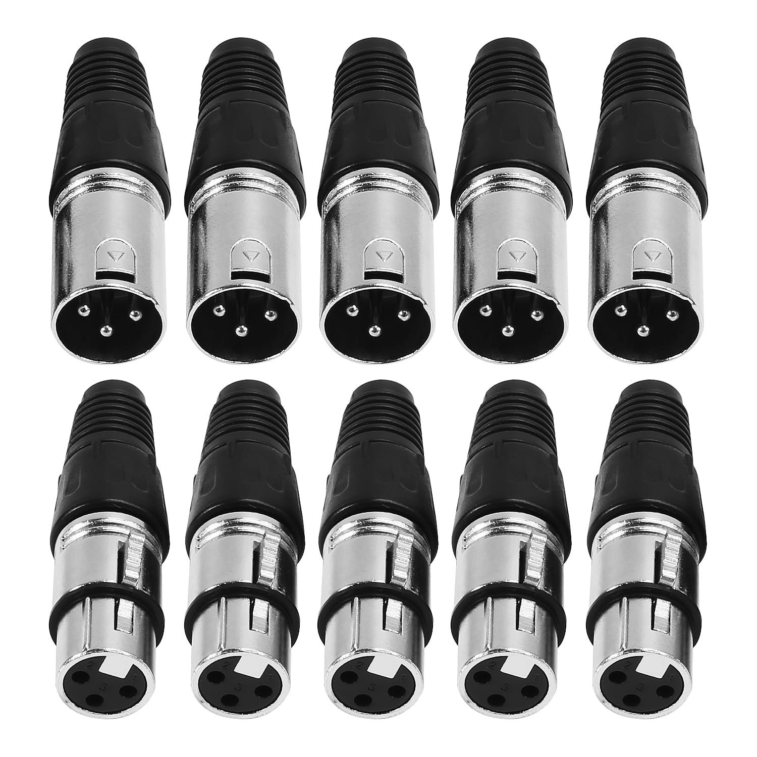 Snapklik.com : 10pcs 3 Pin XLR Connector 5 Male + 5 Female XLR Adapter ...