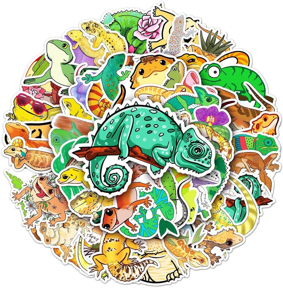 Amazon.com: 50 Packs Wall Lizard Stickers Water Bottles Laptop Phone ...