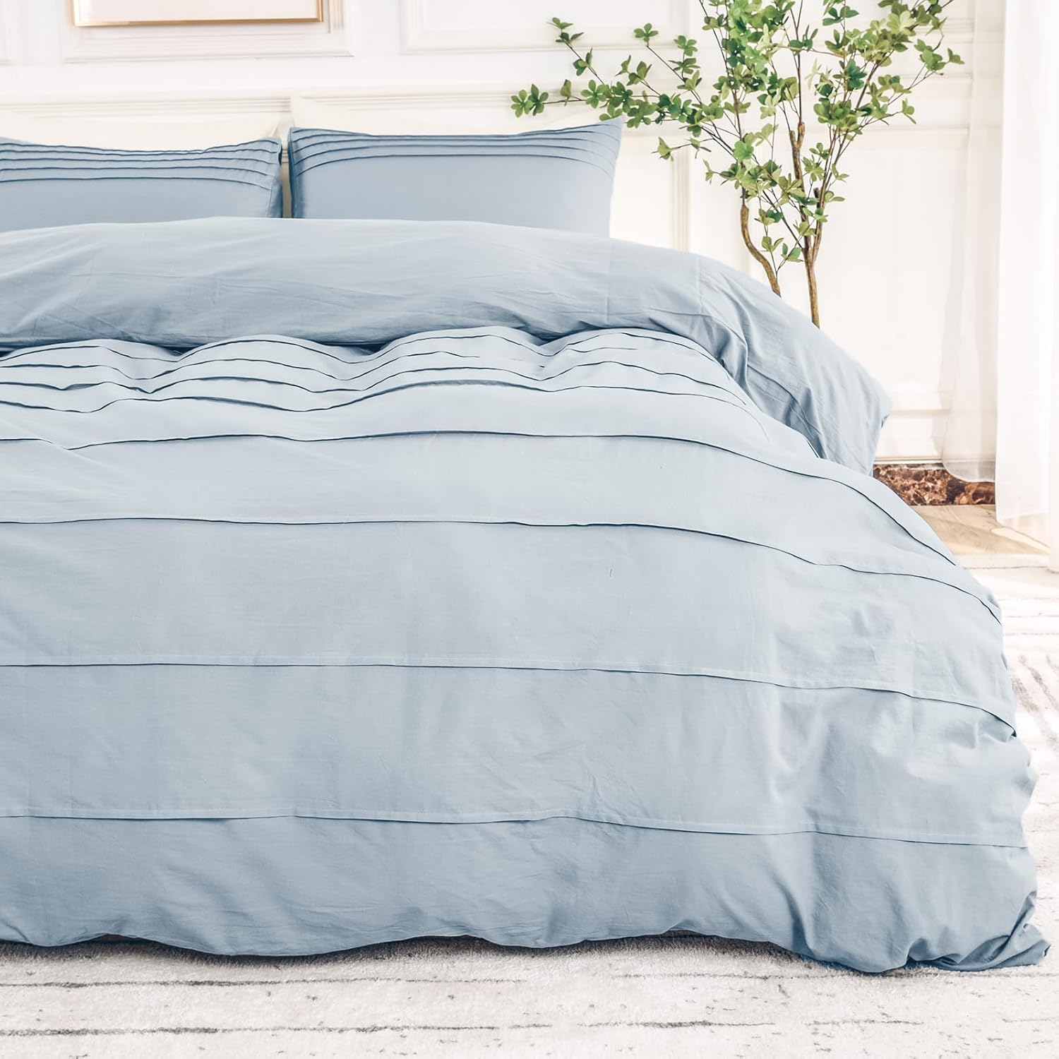 Amazon.com: NEXHOME PRO 100% Washed Cotton Duvet Cover Queen Size ...