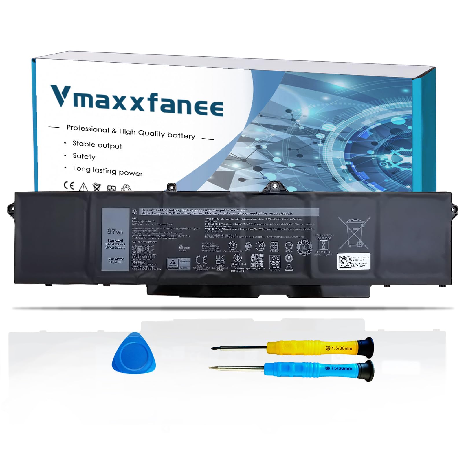 Amazon.com: Vmaxxfanee 9JRV0 Laptop Battery Compatible with for Dell ...