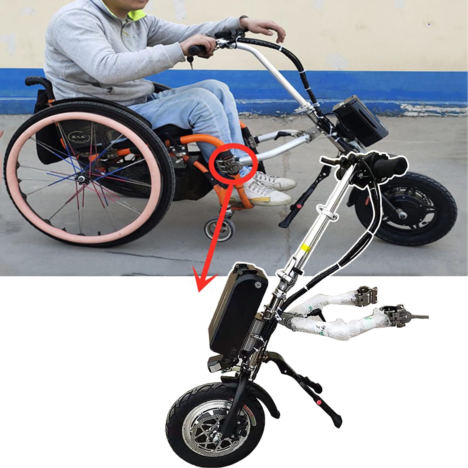 500W Wheelchair Pull Device, Wheelchair Conversion Electric Kit, 48v 15 ...