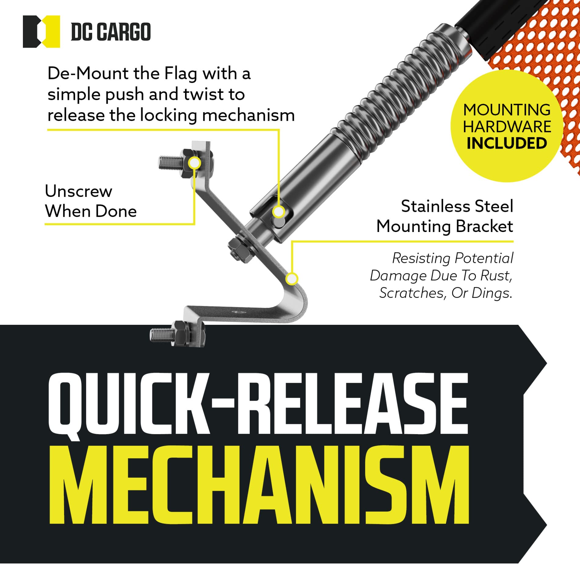 Snapklik.com : DC Cargo Quick Release Flag Mount Warning Flags For Truck Loads & Cars - DOT ...