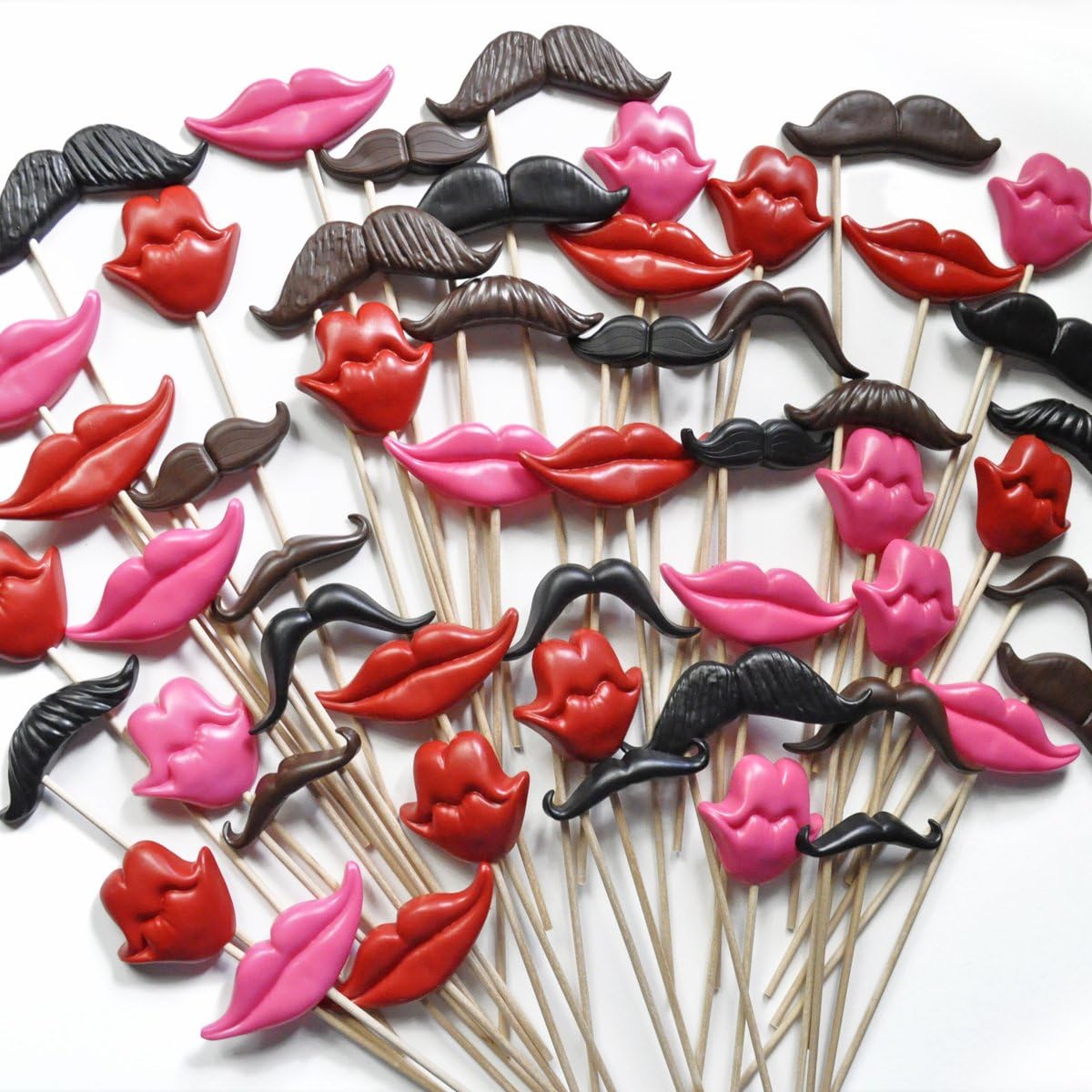 Amazon.com: Photo Booth Prop Kit, Set of 100 Mustache and Smile Props ...