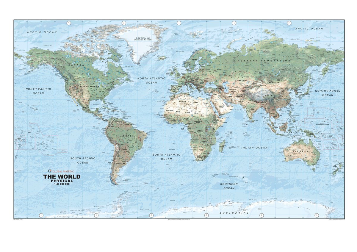 Physical World Map With Key Poster Vector Pixel Physical World Map