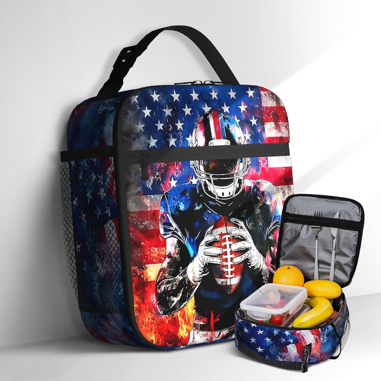 Amazon.com: Kids Lunch Box for School Insulated Football Lunch Bag With ...