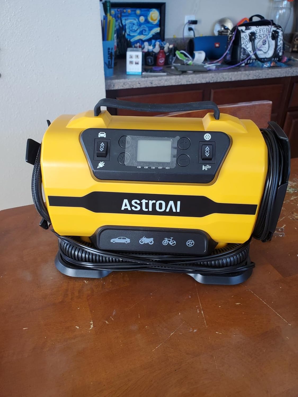 AstroAI Tire Inflator Light Yellow 150PSI 12V DC/110V AC with Dual Metal Motors, Portable Air ...