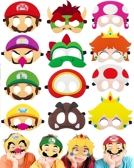 Super Mario Masks Party Favors for Kid Birthday Party Decoration,Super ...