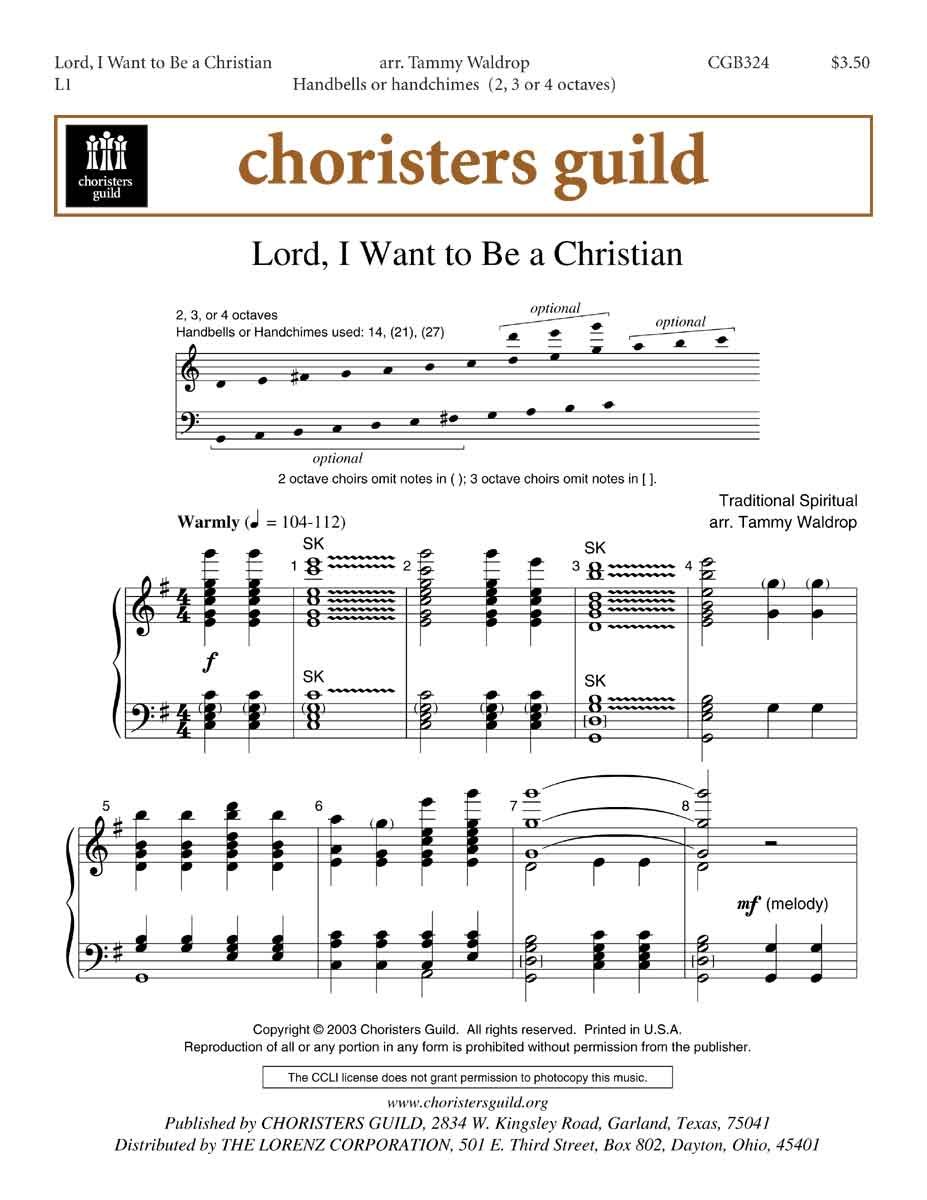 Lord, I Want to Be a Christian (Handbell Sheet Music, Handbell 2-4 ...