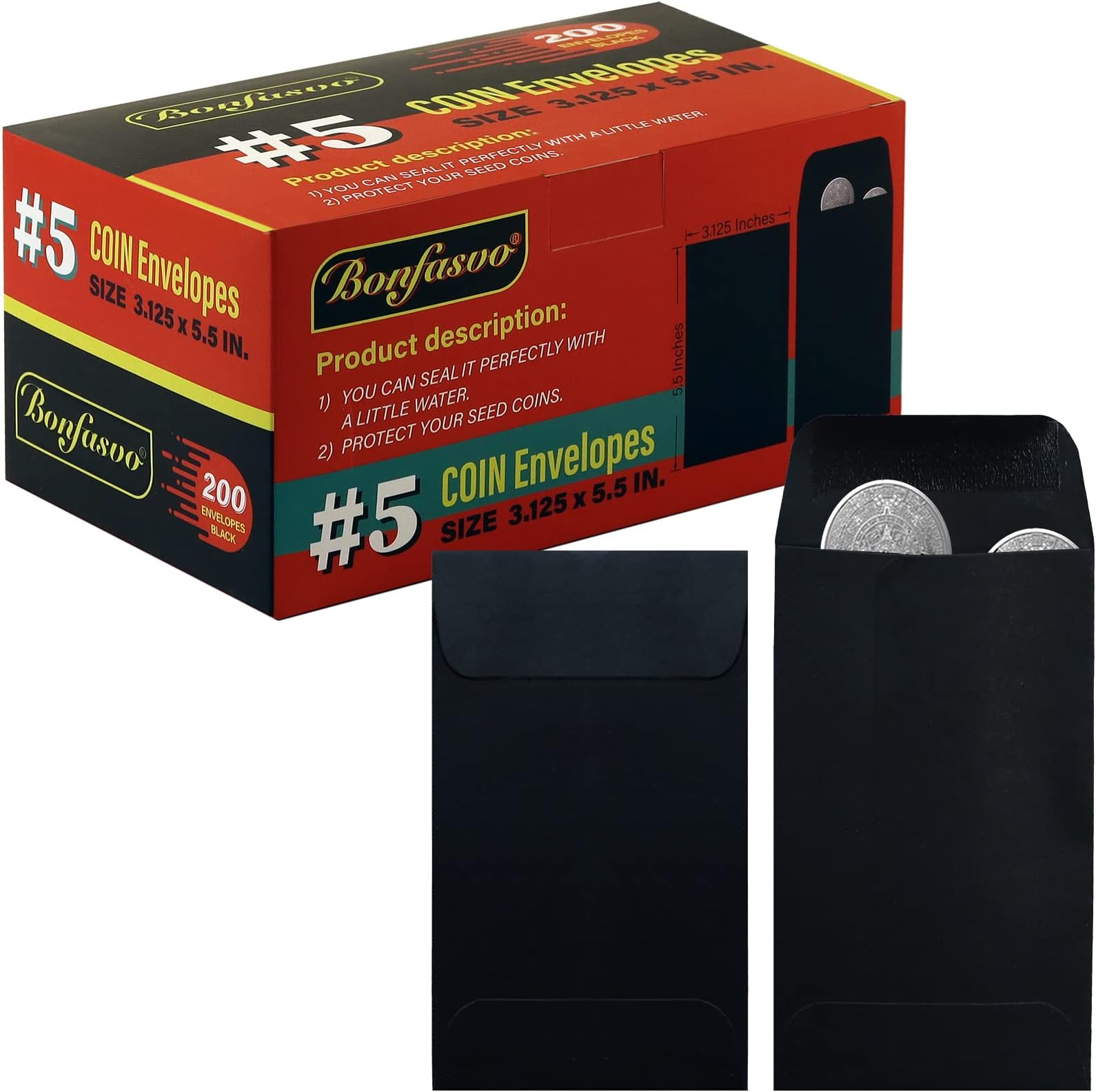 Amazon.com : Bonfasvo 500 Pack #5 Brown coin envelope 3.125 x 5.5 ...