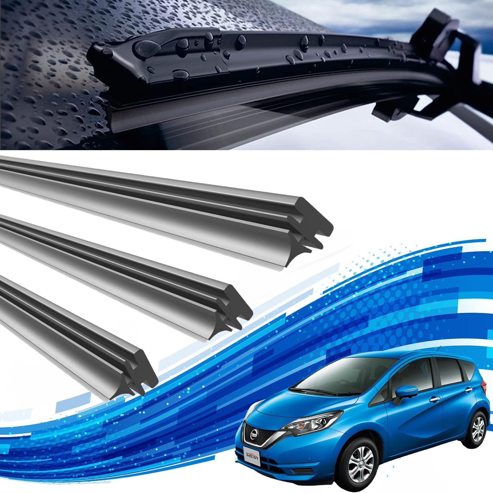 Amazon.co.jp: 日産 ノート ワイパー 替えゴム 適合サイズ 純正互換品 交換セット 天然ゴム 運転席 助手席 リア 3本セット ...