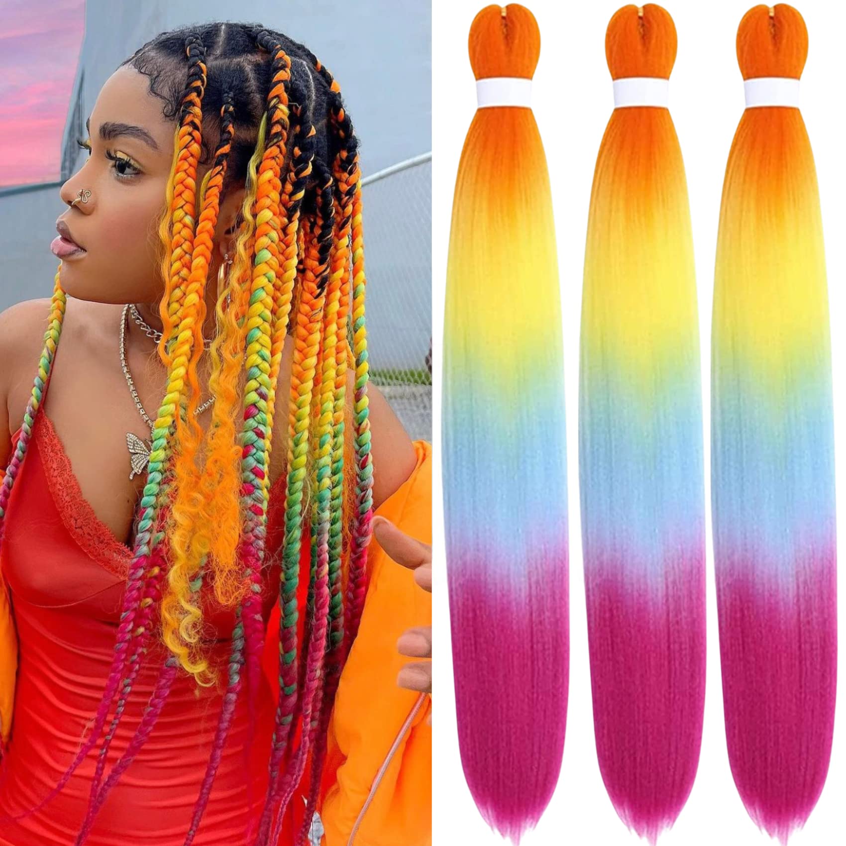 Amazon.com : Rainbow Braiding Hair Pre stretched Ez Braid Pre stretched ...