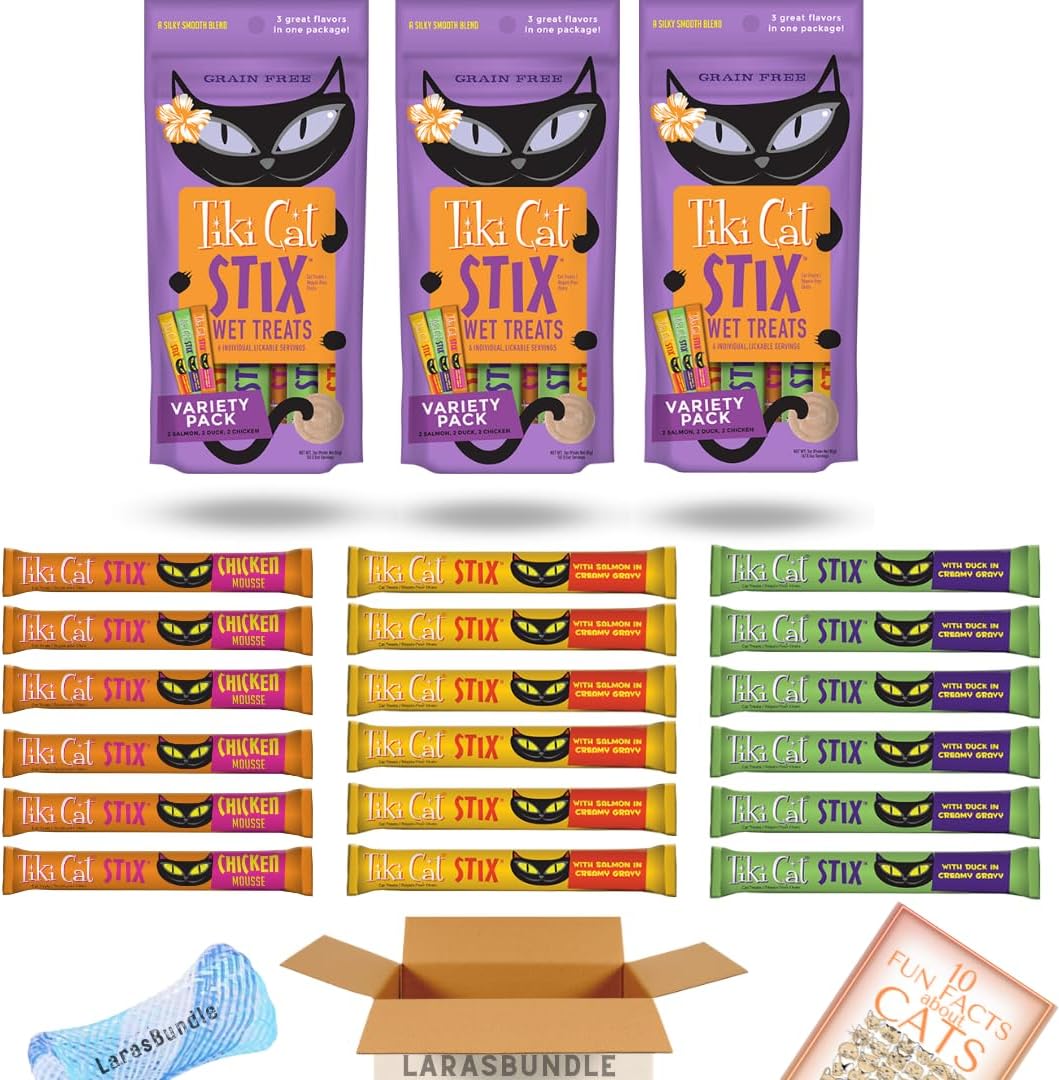 Amazon.com : LarasBundle Tiki Cat Stix Wet Mousse Single-Serve Treats ...