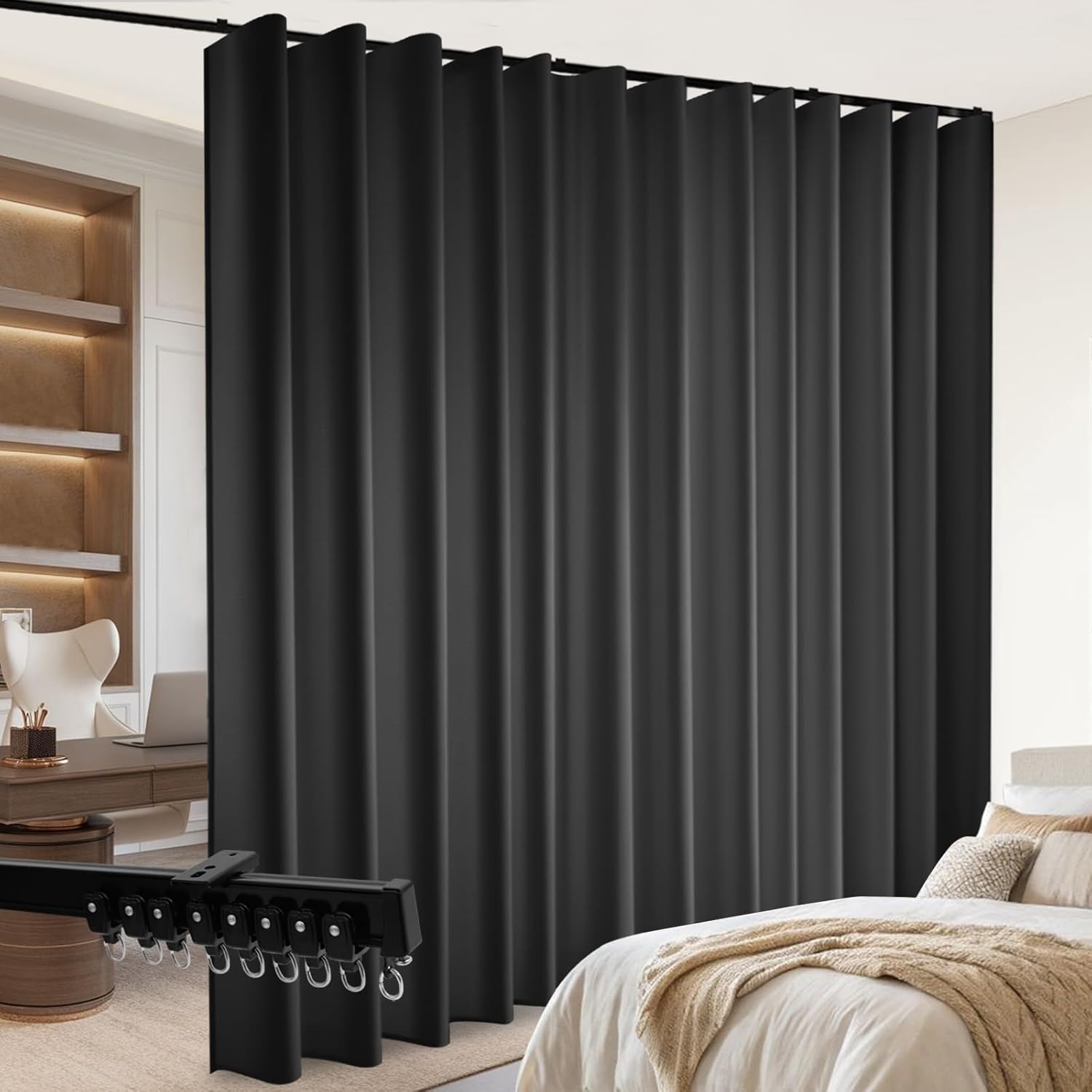 Amazon.com: Room Divider Blackout Curtains Flexible Sliding Tracks Sets ...