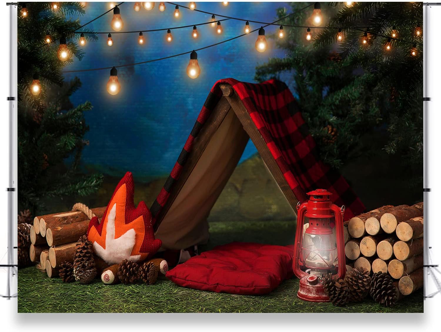 Amazon.com : CGXINS Forest Night Scene Camping Backdrop for Photography ...