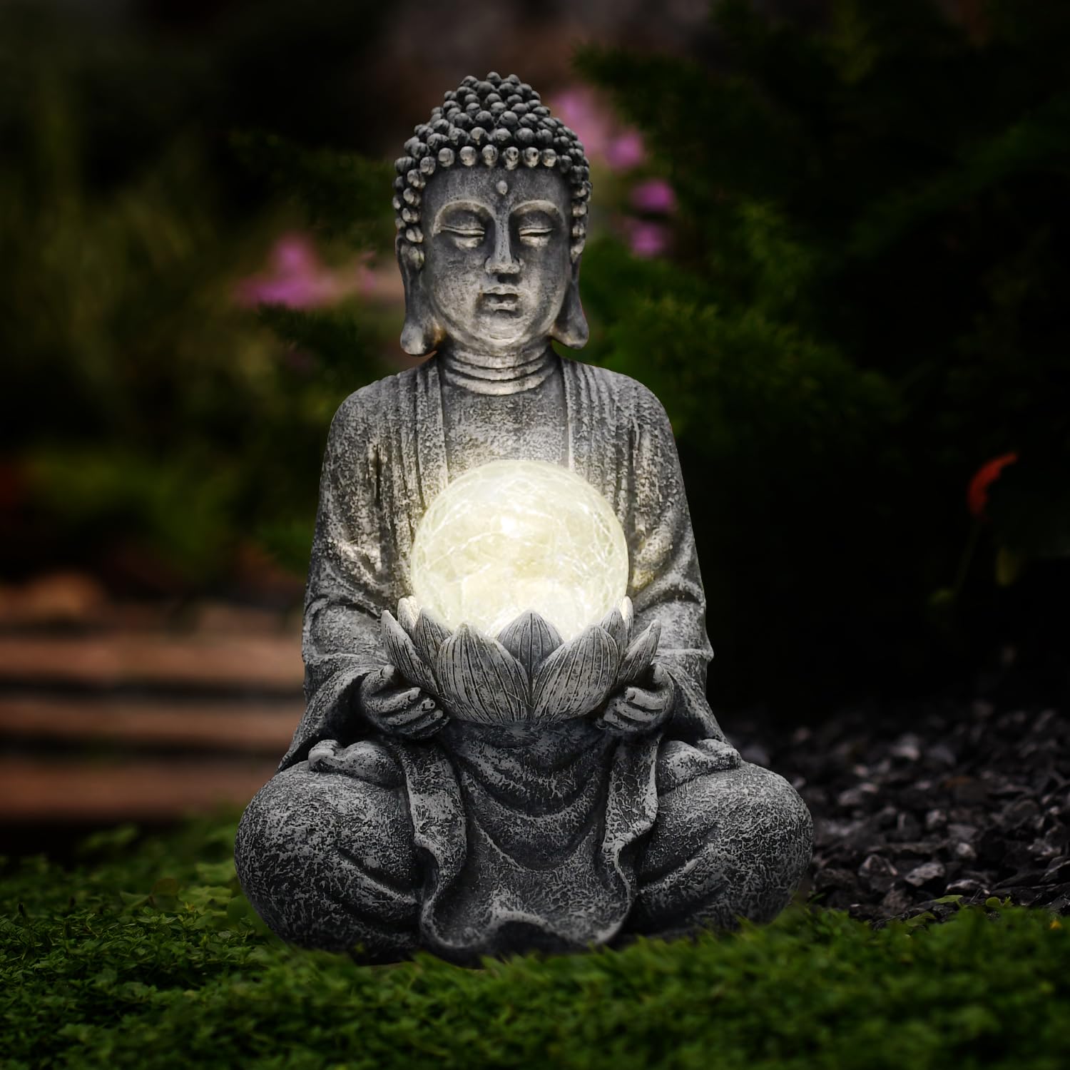 Amazon.com: Philodwell Zen Buddha Statues with Solar Light - Meditating ...