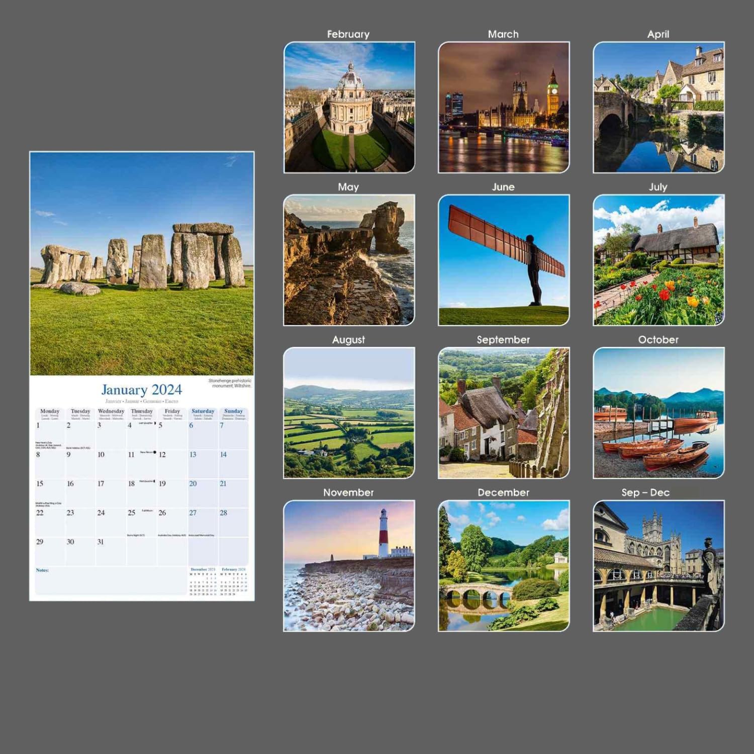Snapklik.com : 2023 2024 England Monthly Wall Calendar - Travel ...
