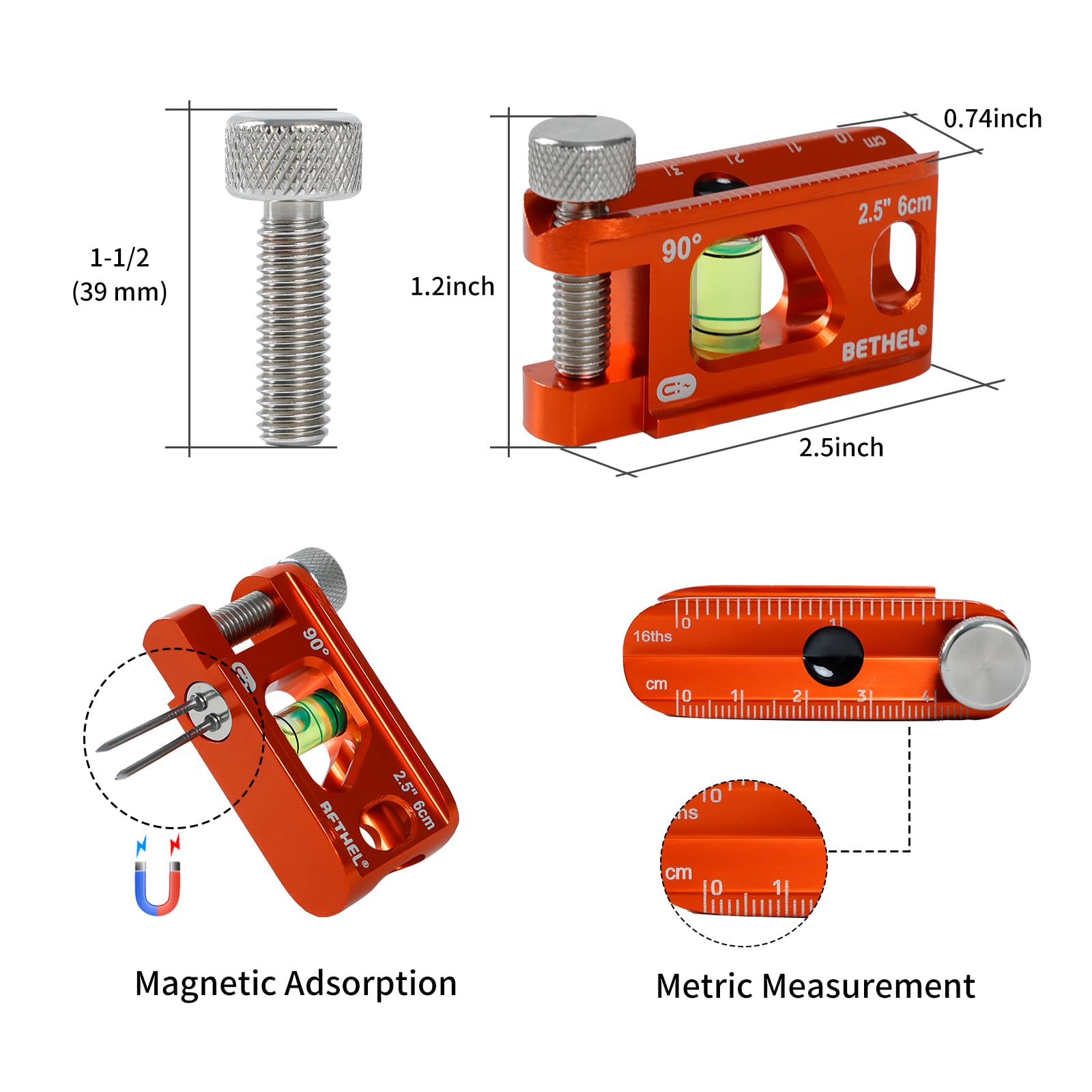 Snapklik.com : BETHEL Conduit Torpedo Level, Magnetic Pipe Mini Level ...