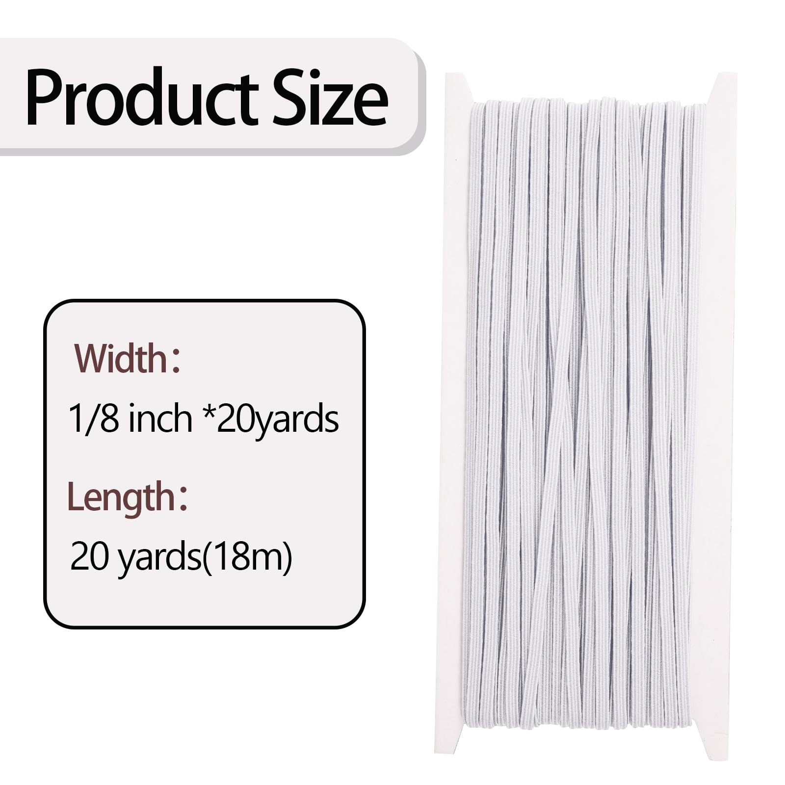 Snapklik.com : White Elastic Band For Sewing, 1/8 Inch 20 Yards High ...