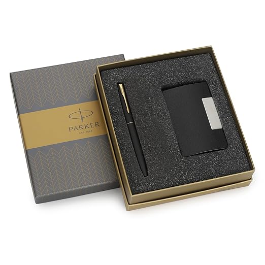 Parker Gift Set- (Parker Frontier Matte Black Gold Trim Fountain Pen ...