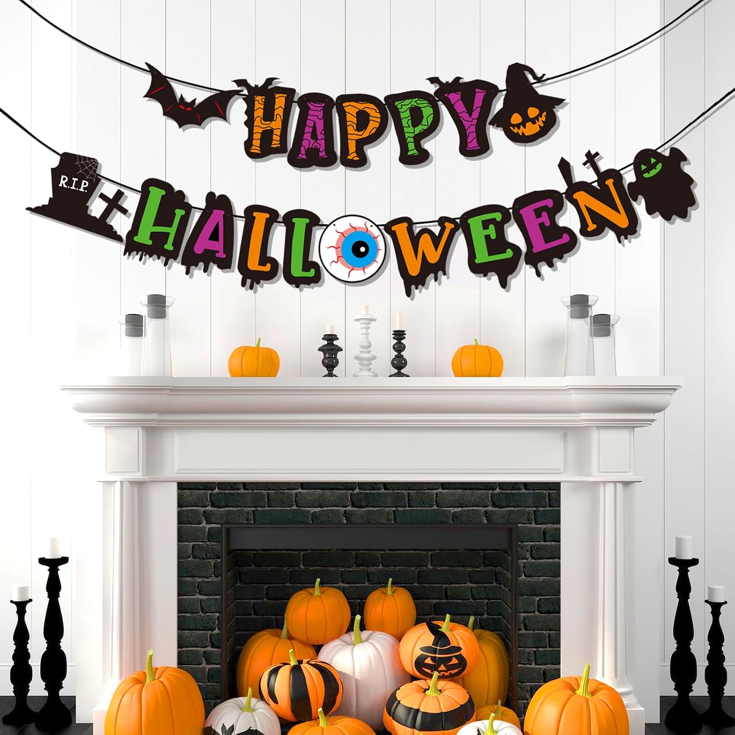 Amazon.com: Happy Halloween Banner Halloween Birthday Party Decorations ...