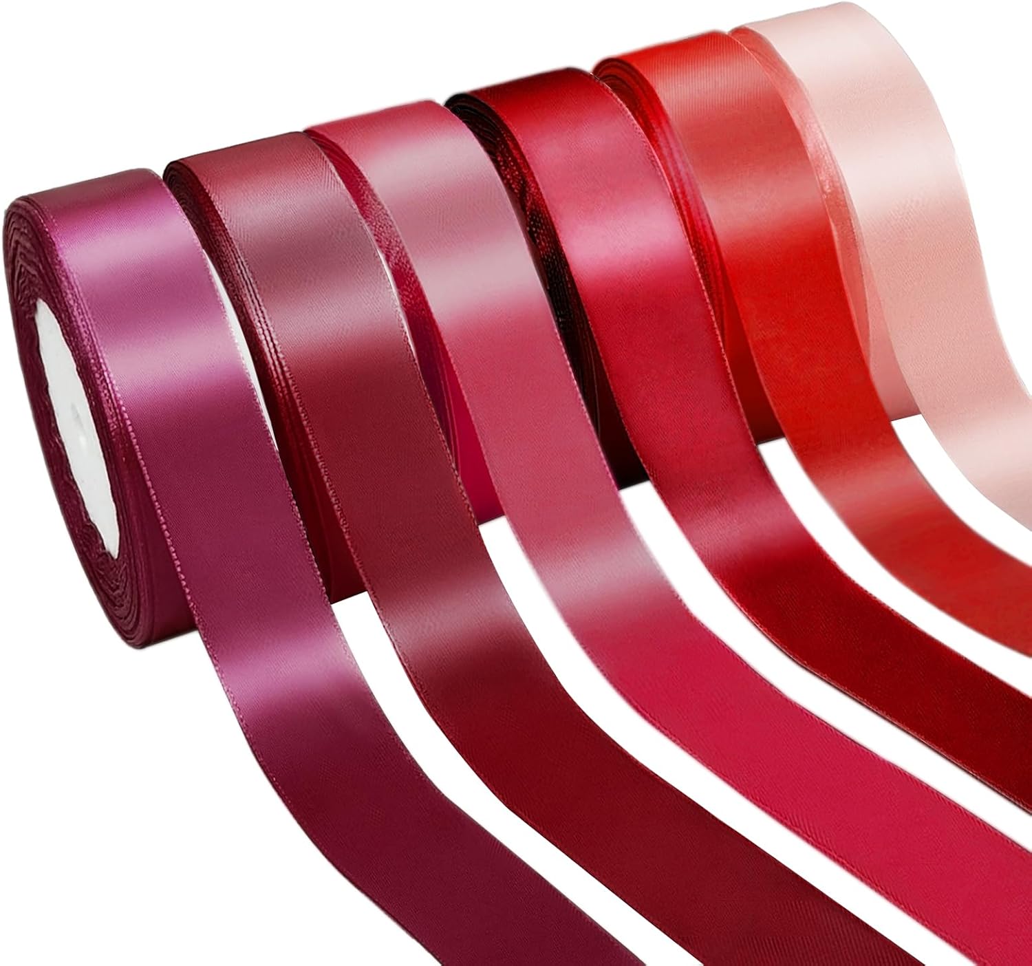 Amazon.com: PURREITTI 150 Yards Red Satin Ribbon 1-1/2 Inch 6 Rolls ...