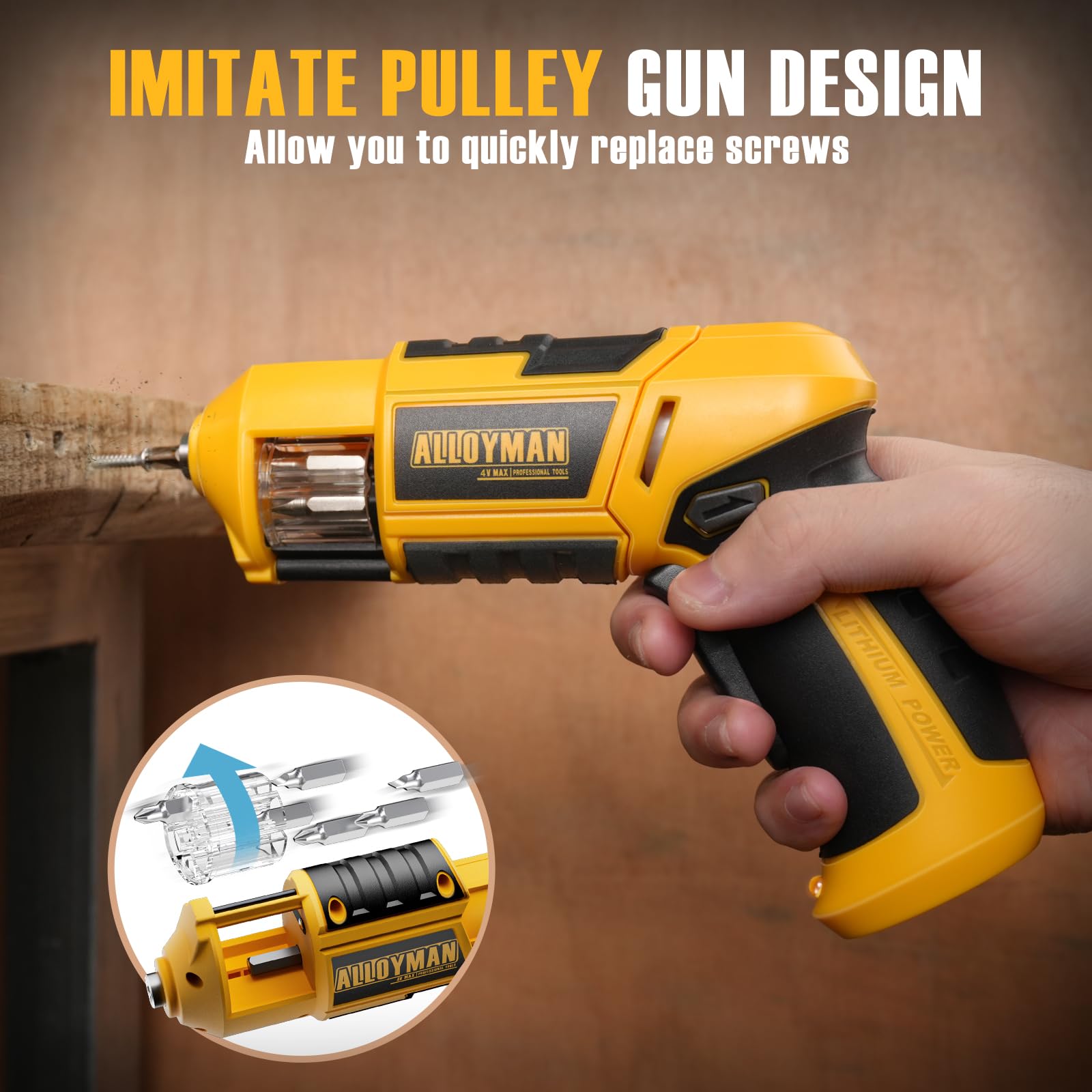 Snapklik.com : 4V Electric Screwdriver Kit, 6 Bits Slide-action Changer ...