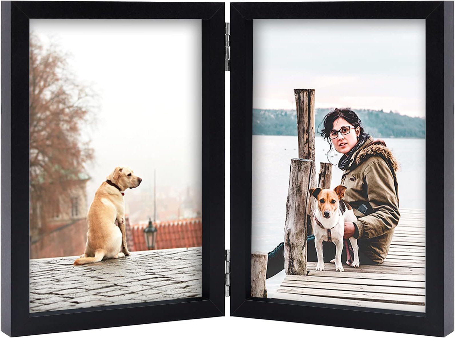 Amazon.com - Malden Double Horizontal 4x6 Picture Frame - Wide Real ...