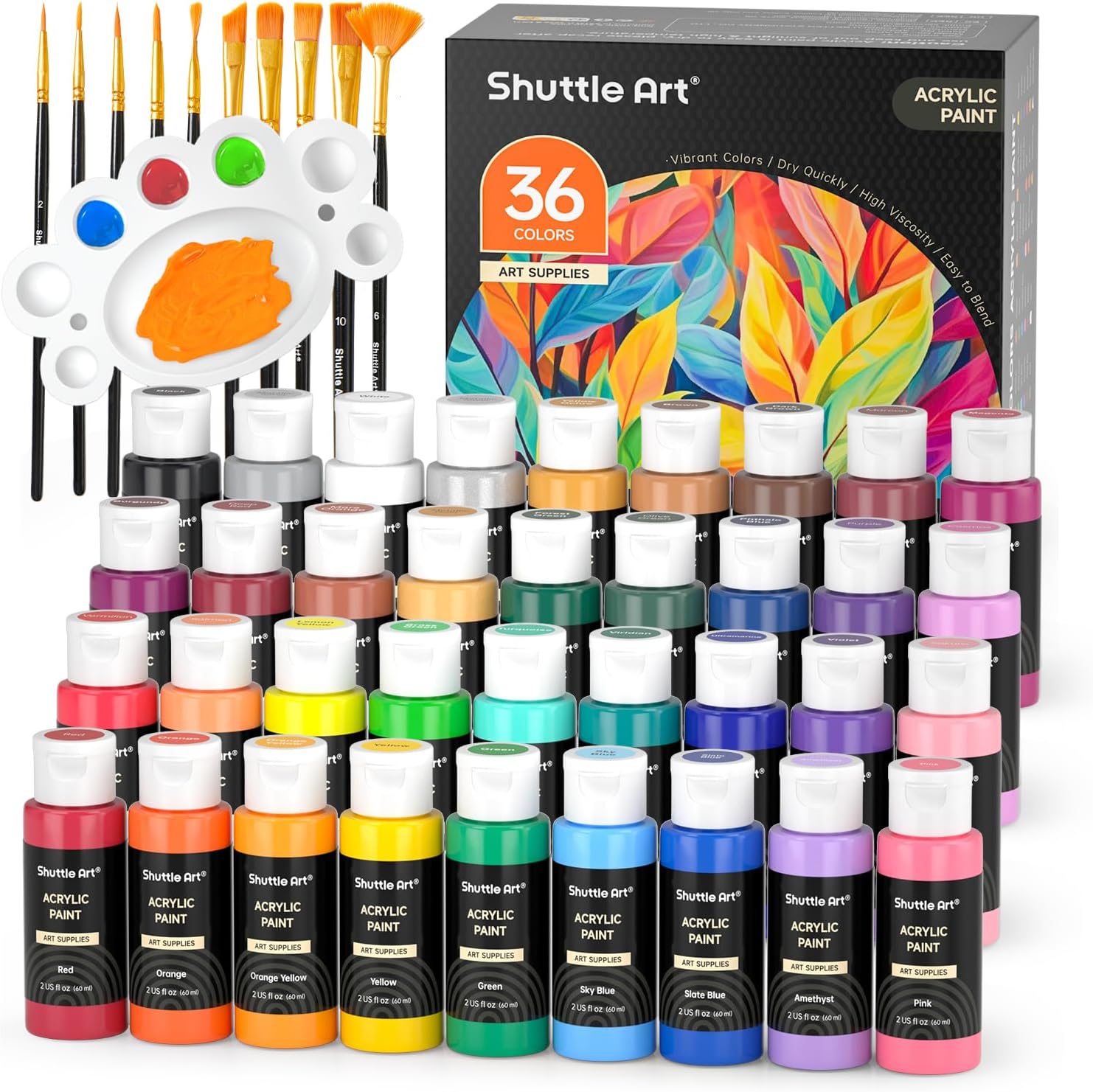 Shuttle Art 80 Pack Acrylic Paints Set, 78 Colours Acrylic Paint (2oz ...