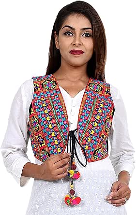 Amazon.com: Ethnic Jacket Waist Coat Cotton Handmade Navratri ...