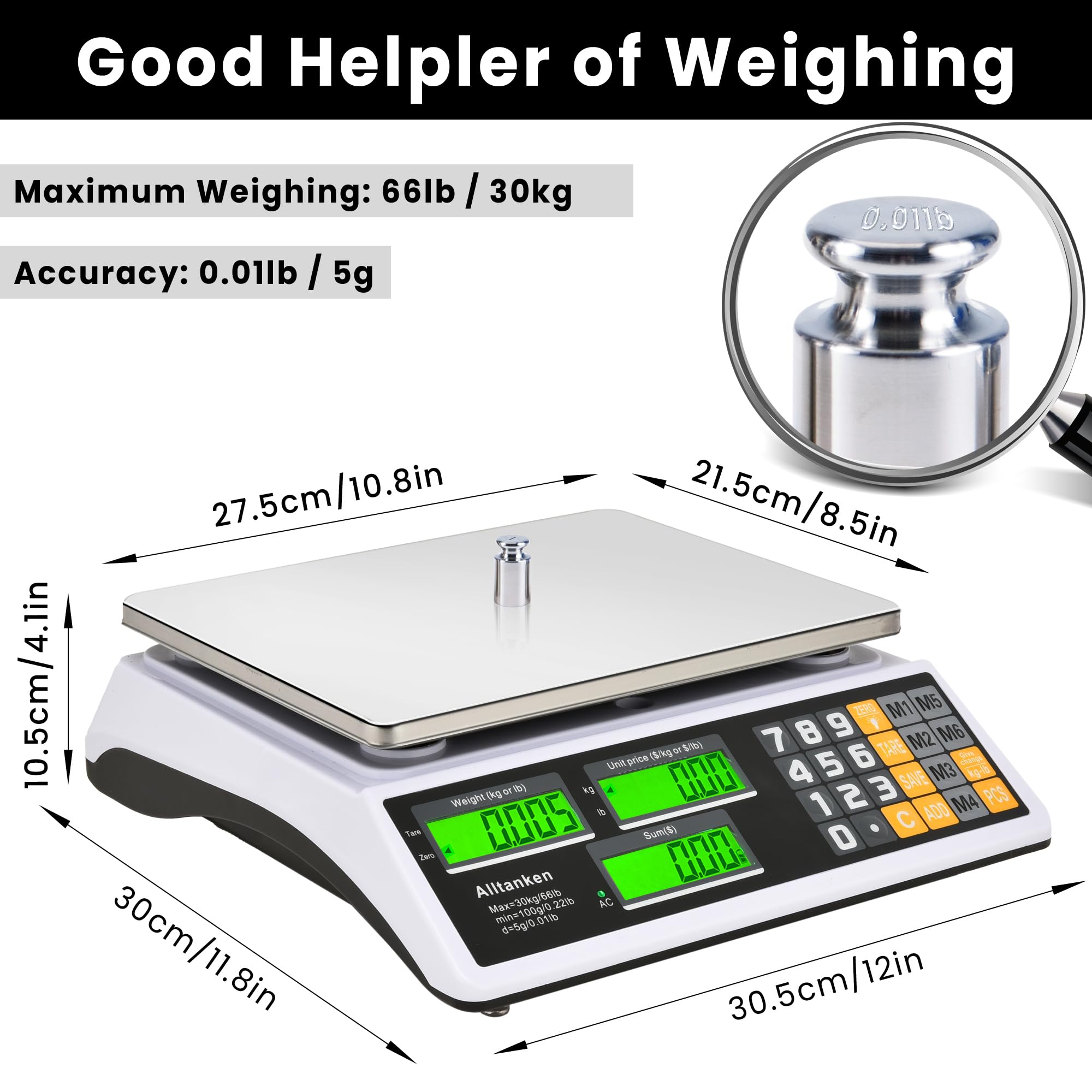 66lb Commercial Food Scale with Price Calculator, Accurate Counting and ...
