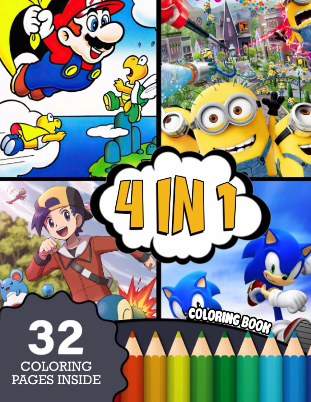 4 In 1 Coloring Book 32 Coloring Pages Inside Improve | Desertcart Japan