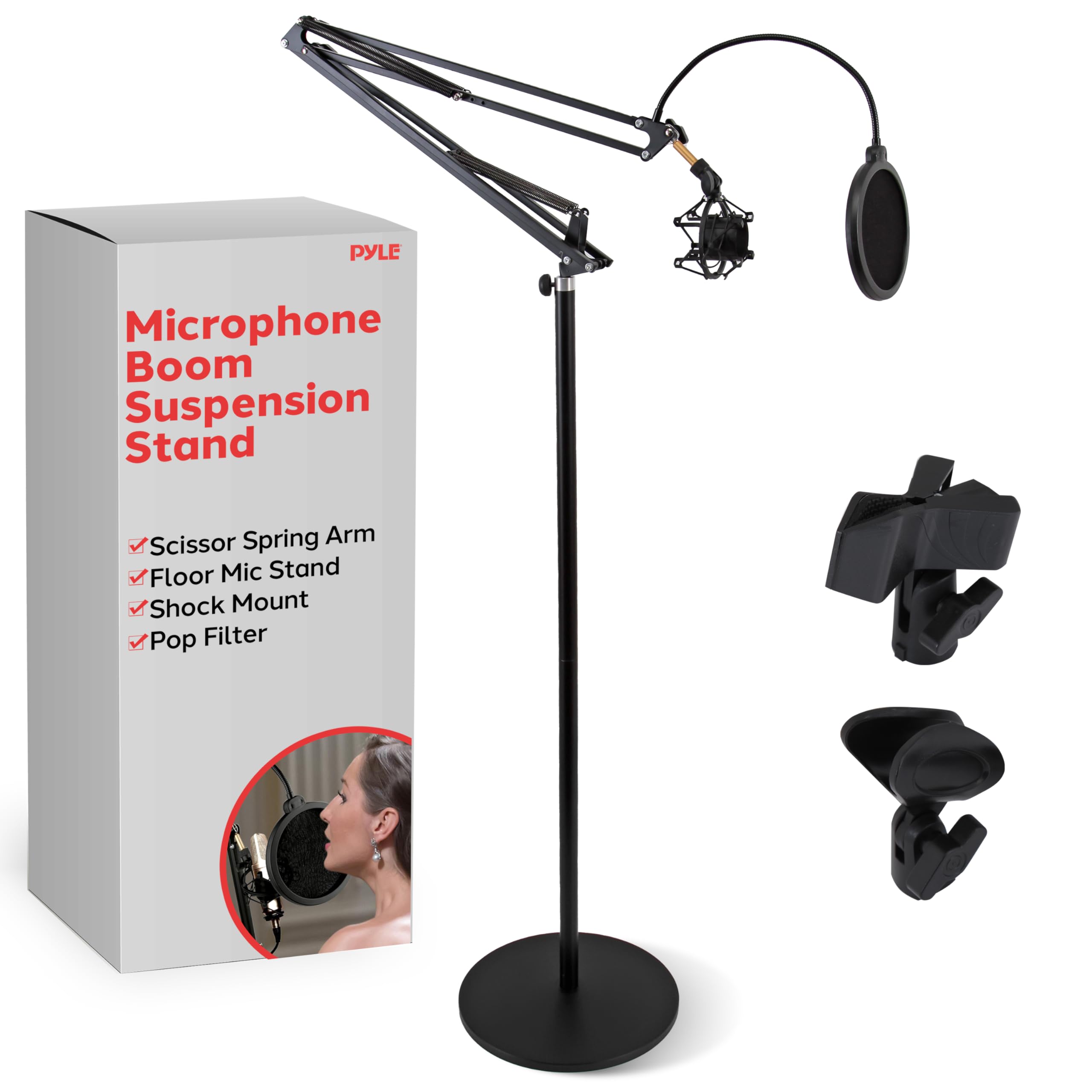Amazon.com: Pyle Microphone Boom Suspension Stand - Scissor Spring Arm ...